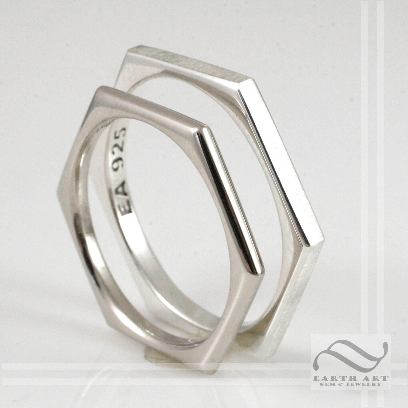 Narrow 14k Gold Hexagon Ring: Polished or Brushed Finish - Etsy