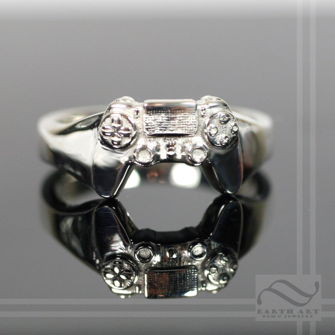 PS4 Controller Ring Sterling Silver Gamer Ring Geeky - Etsy