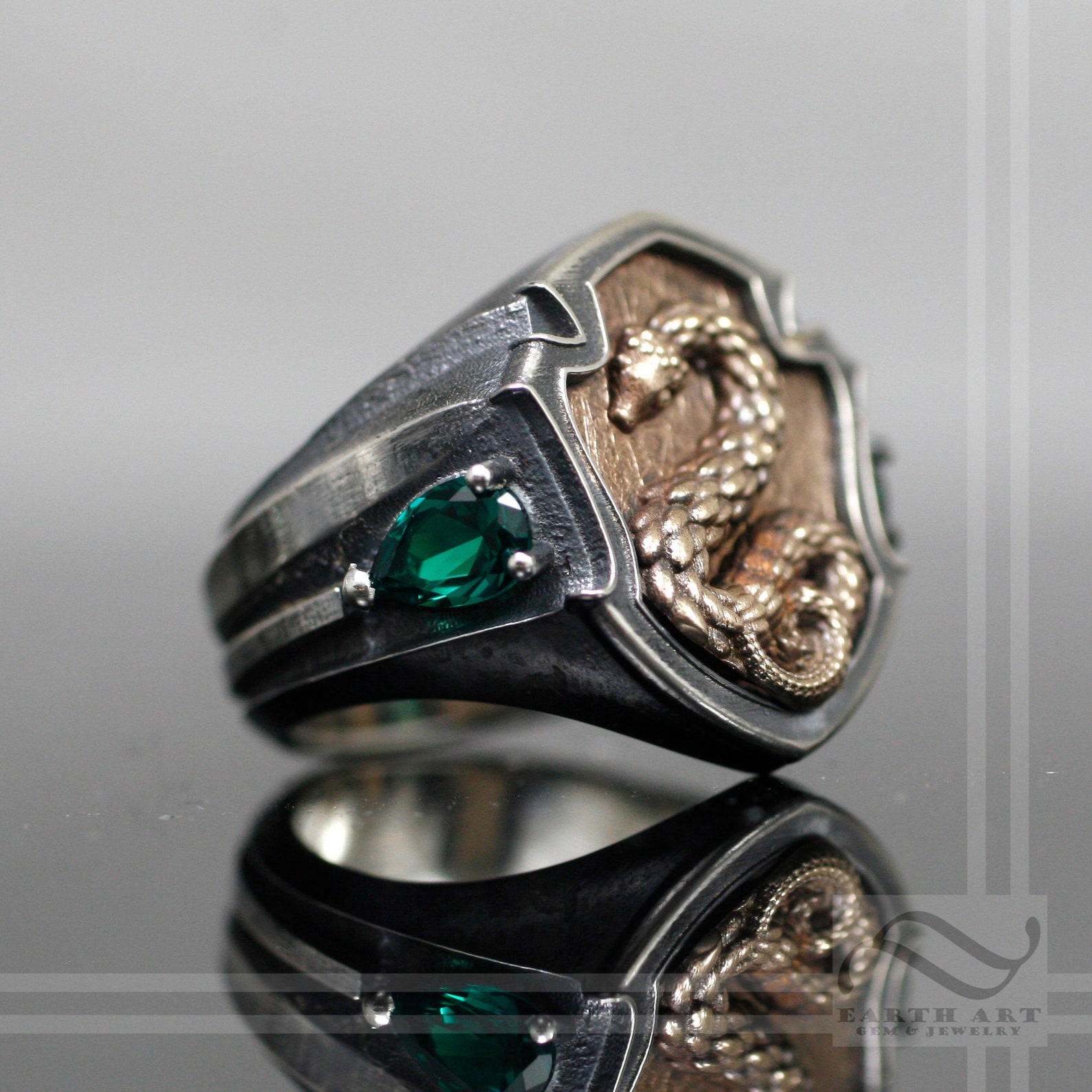 Deluxe House Signet Ring - the Serpent - Sterling Silver and Ancient ...
