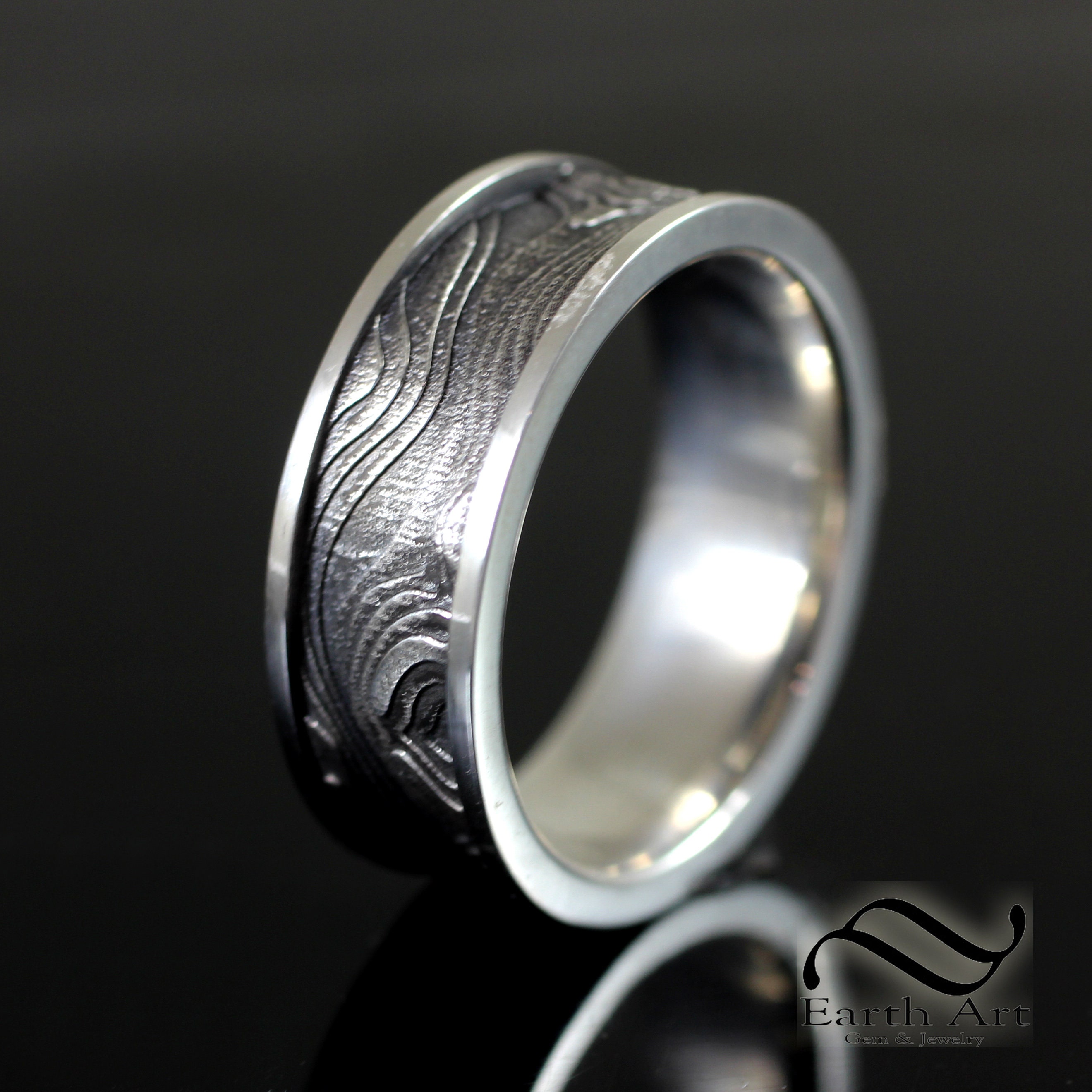 Topo Map Ring - Mens Ring in 14k Gold or Sterling Silver - Etsy