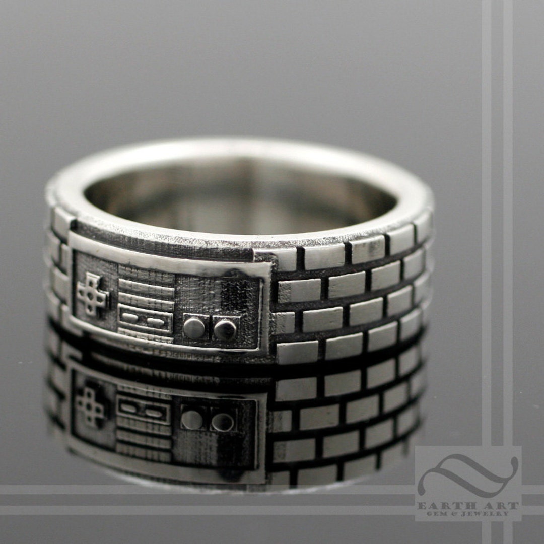 Plain NES Game Controller Ring - Wedding Band - Solid Sterling Silver ...