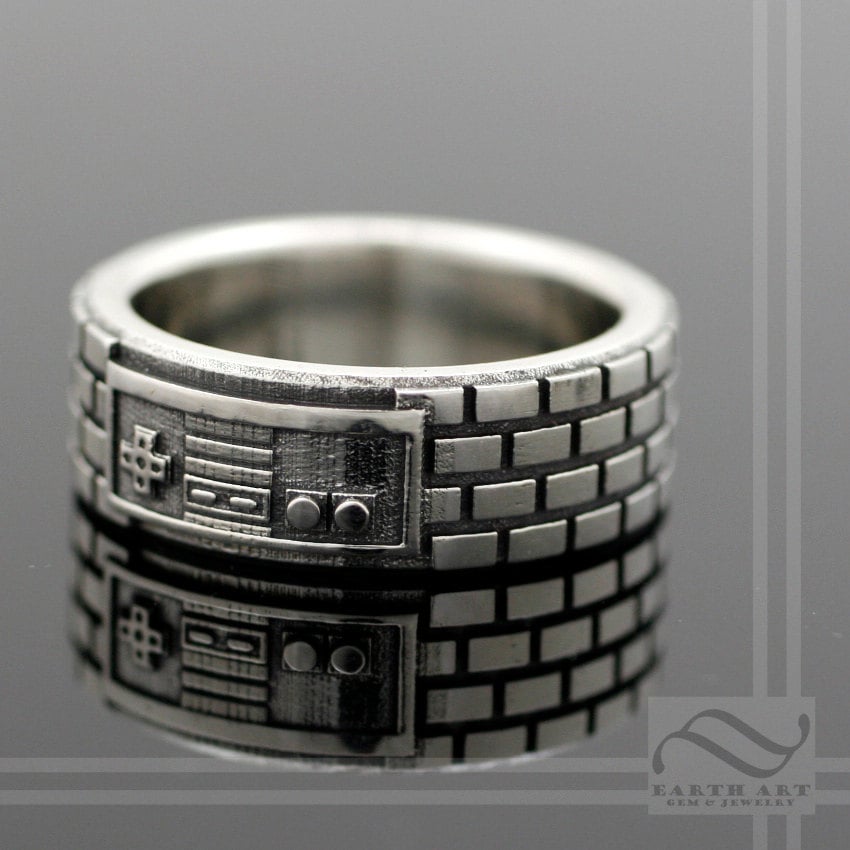 Plain NES Game Controller Ring - Wedding Band - Solid Sterling Silver ...