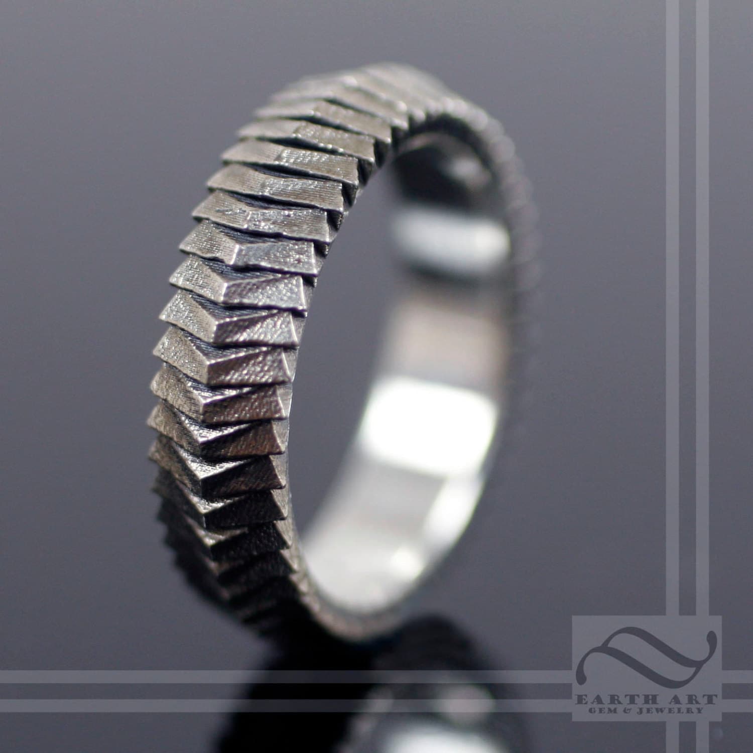 Segmented Scale Armor Ring Sterling Silver Wedding Band - Etsy