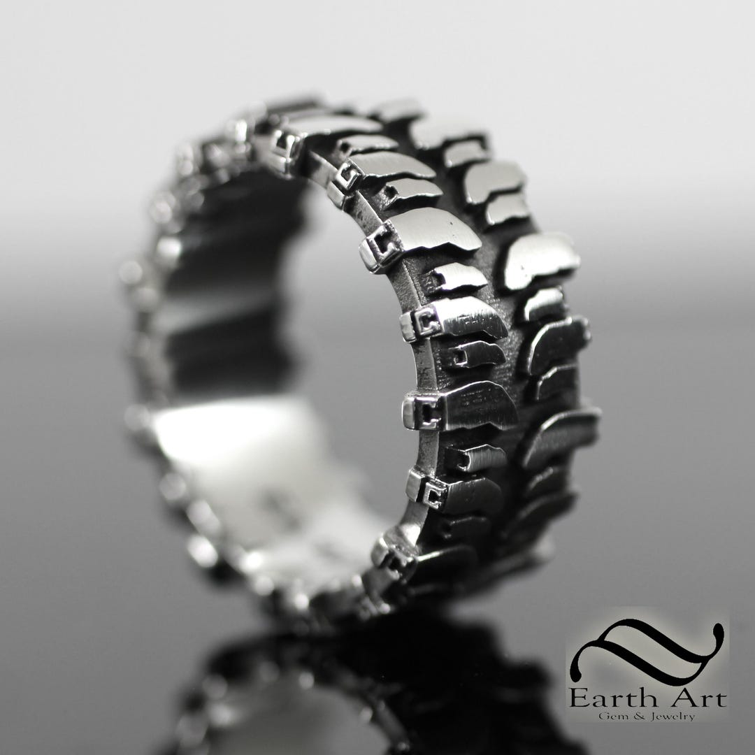 Mens Extreme Mud Bogger Tire Tread Wedding Ring - Wide Design ...