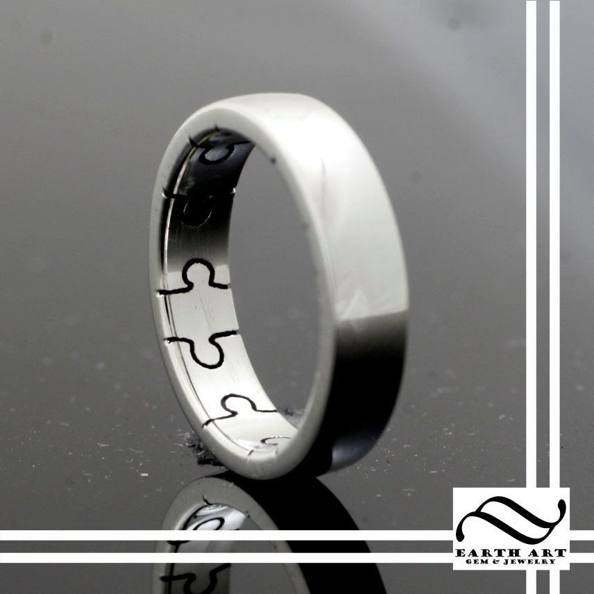 Secret Puzzle Band - Sterling Silver - Awareness or Memorial Ring or ...