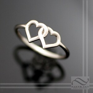 Double Love Heart Ring Made in Your Choice of Metal and Size ...