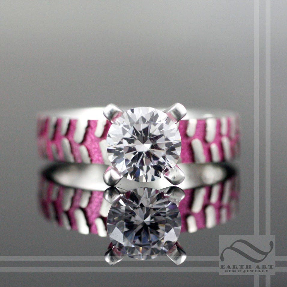 Mud Tire Tread Ring with Pink Inlay Sterling Silver with | Etsy