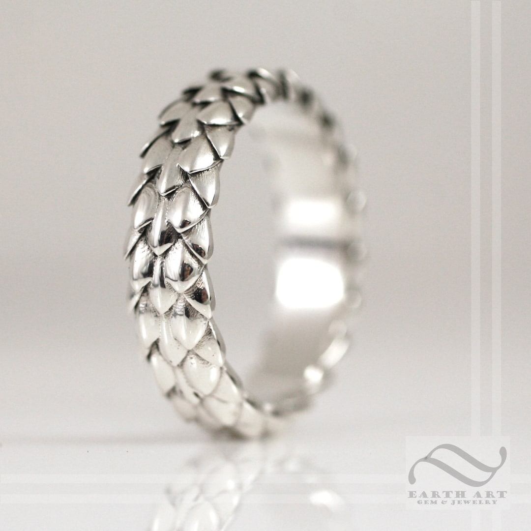 Pangolin Scale Armor Ring - Wider Mens Ring - Stacking Ring - Gold or Sterling Silver Wedding ...
