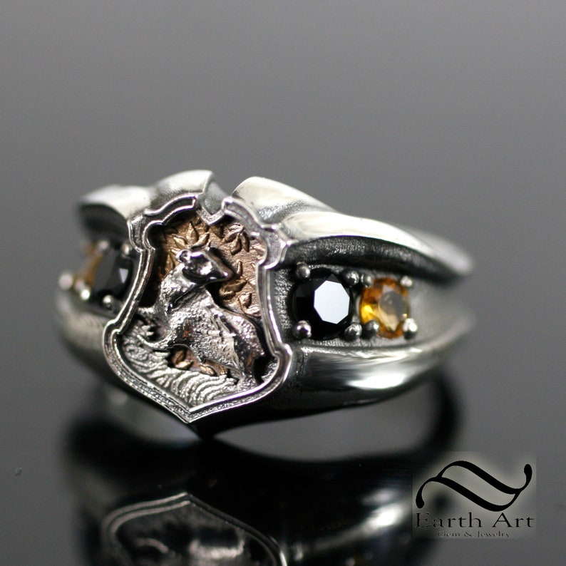 Deluxe House Signet Ring the Badger Sterling Silver and - Etsy