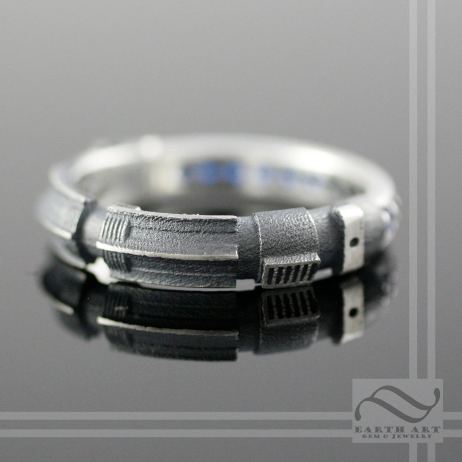Sapphire Light Saber Ring - Sterling Silver - Geeky Blue Wedding Band ...