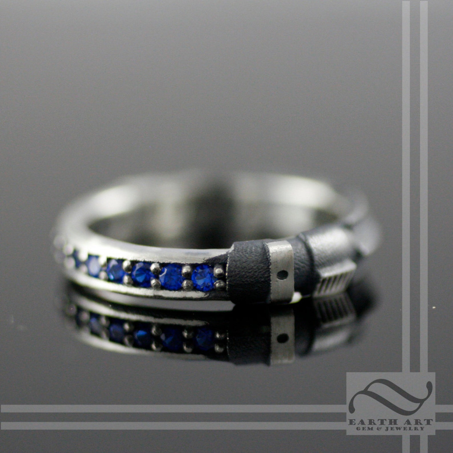 Sapphire Light Saber Ring - Sterling Silver - Geeky Blue Wedding Band ...