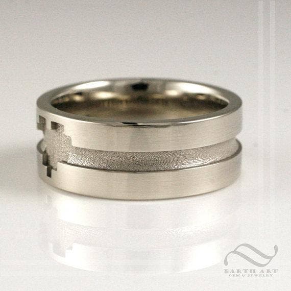 Pixelated Heart Ring Mens Sterling Silver Geeky retro | Etsy