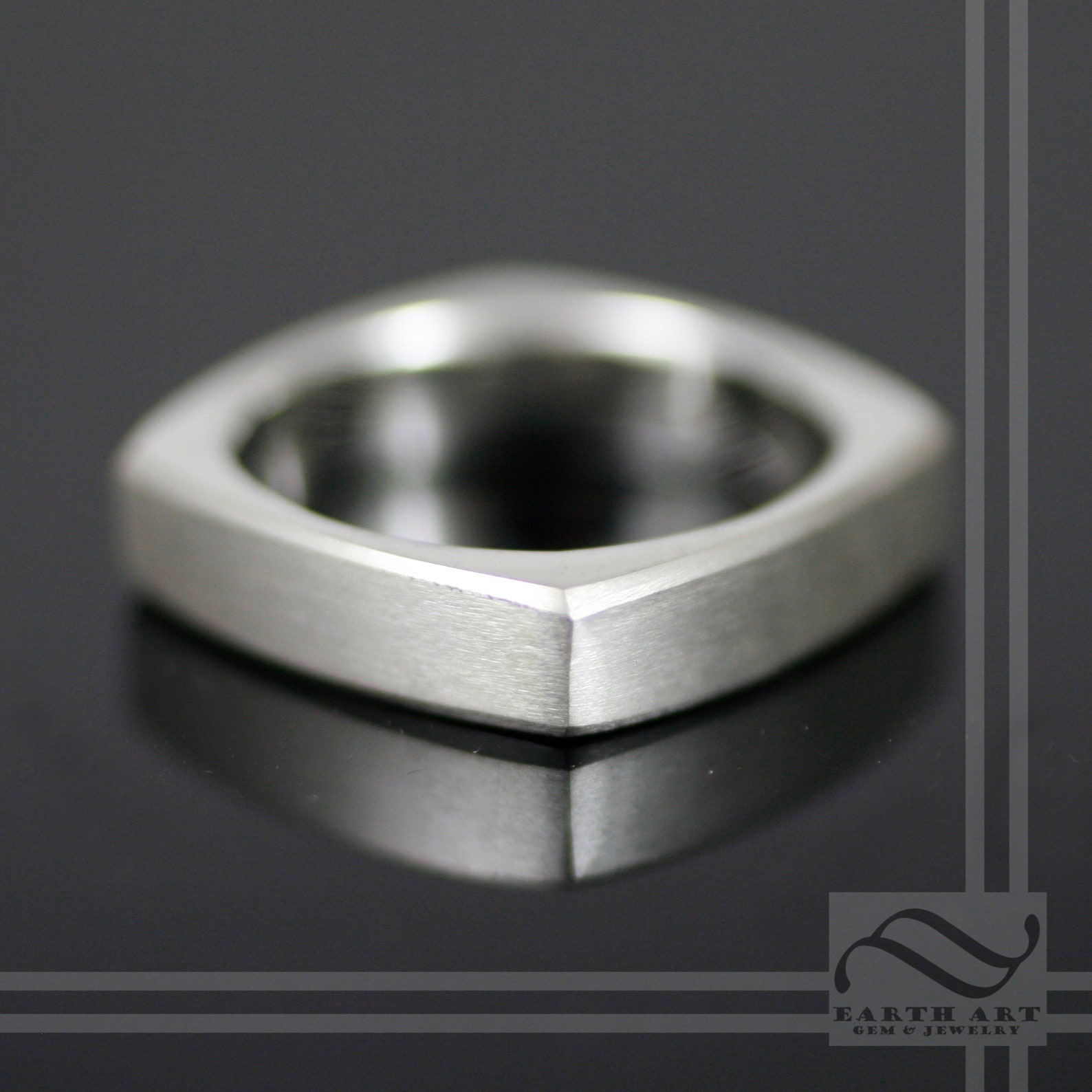 The Silver Square Squircle Ring Solid Sterling Silver Mens | Etsy