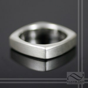 The Silver Square - Squircle Ring Solid Sterling Silver Mens Wedding ...