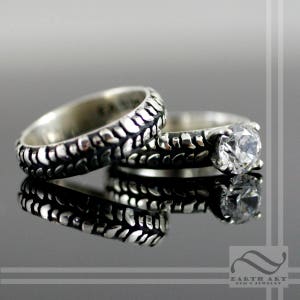 Ladies Mud Bogger Tire Tread Wedding Ring - Narrow Design - Sterling ...
