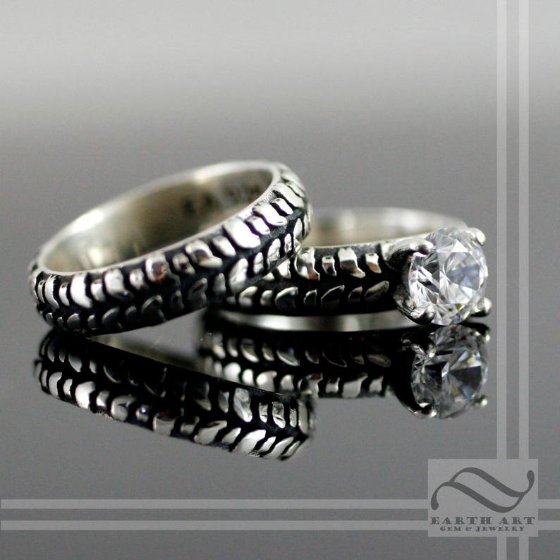 Ladies Mud Bogger Tire Tread Wedding Ring Narrow Design | Etsy