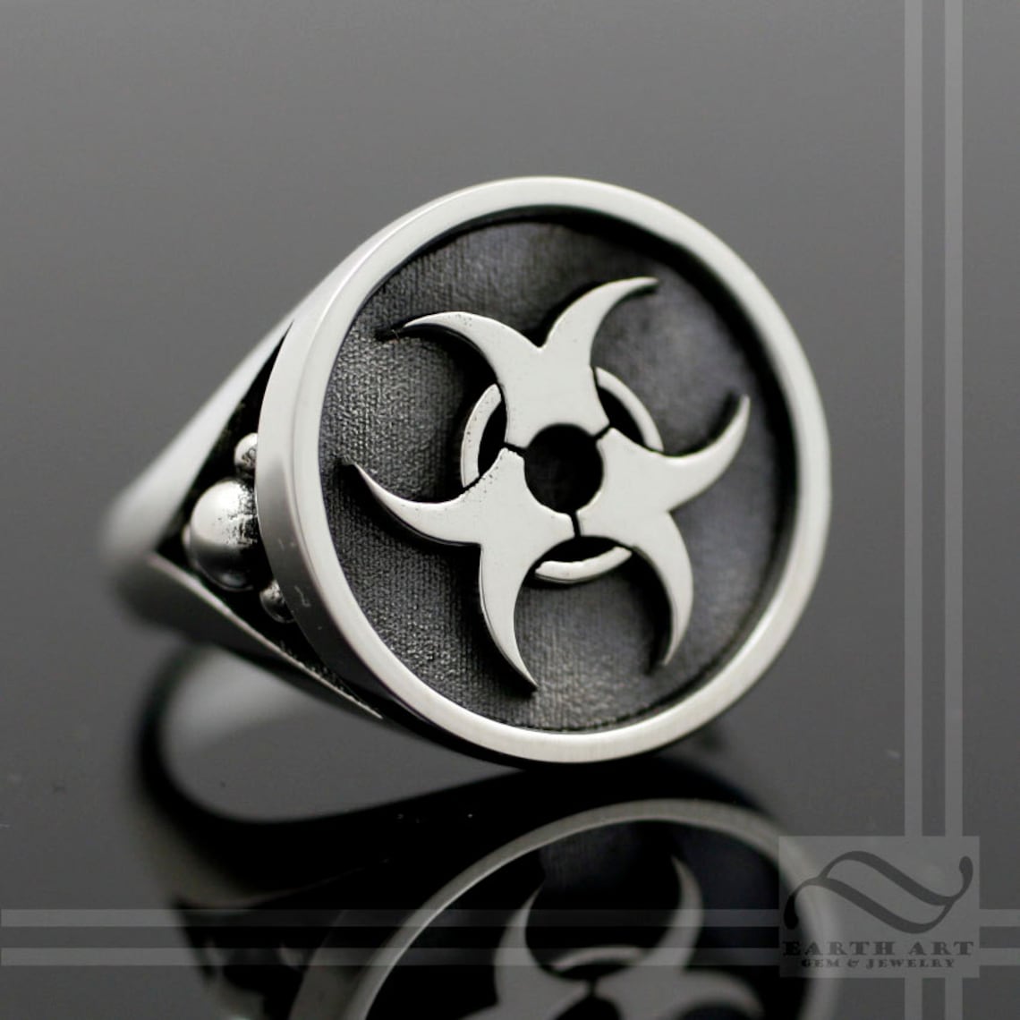 Bio Hazard Signet Ring Solid Sterling Silver - Etsy