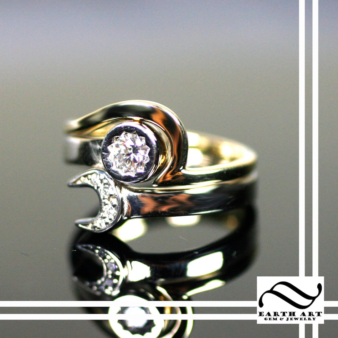 Wrench Wedding Set - Diamonds in 14k Gold - Engagement Ring - Etsy