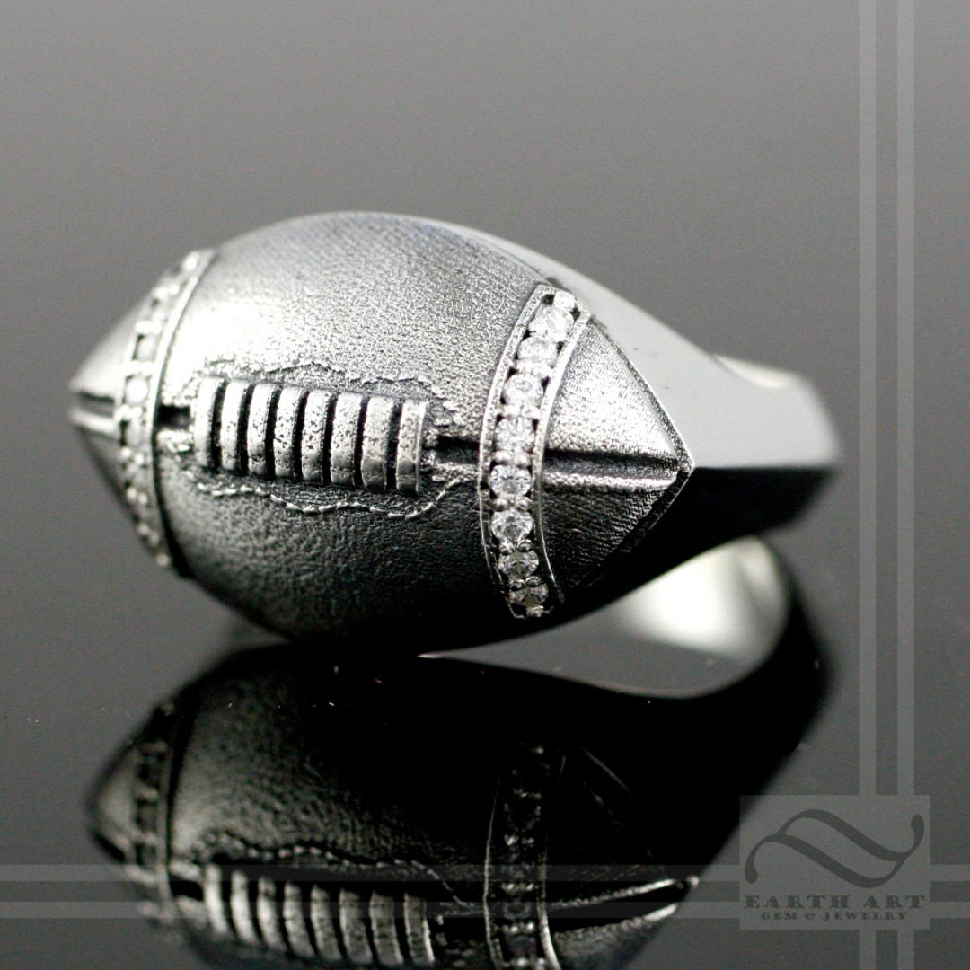 Mens Football Signet - A Solid Sterling Silver Football Signet Ring ...