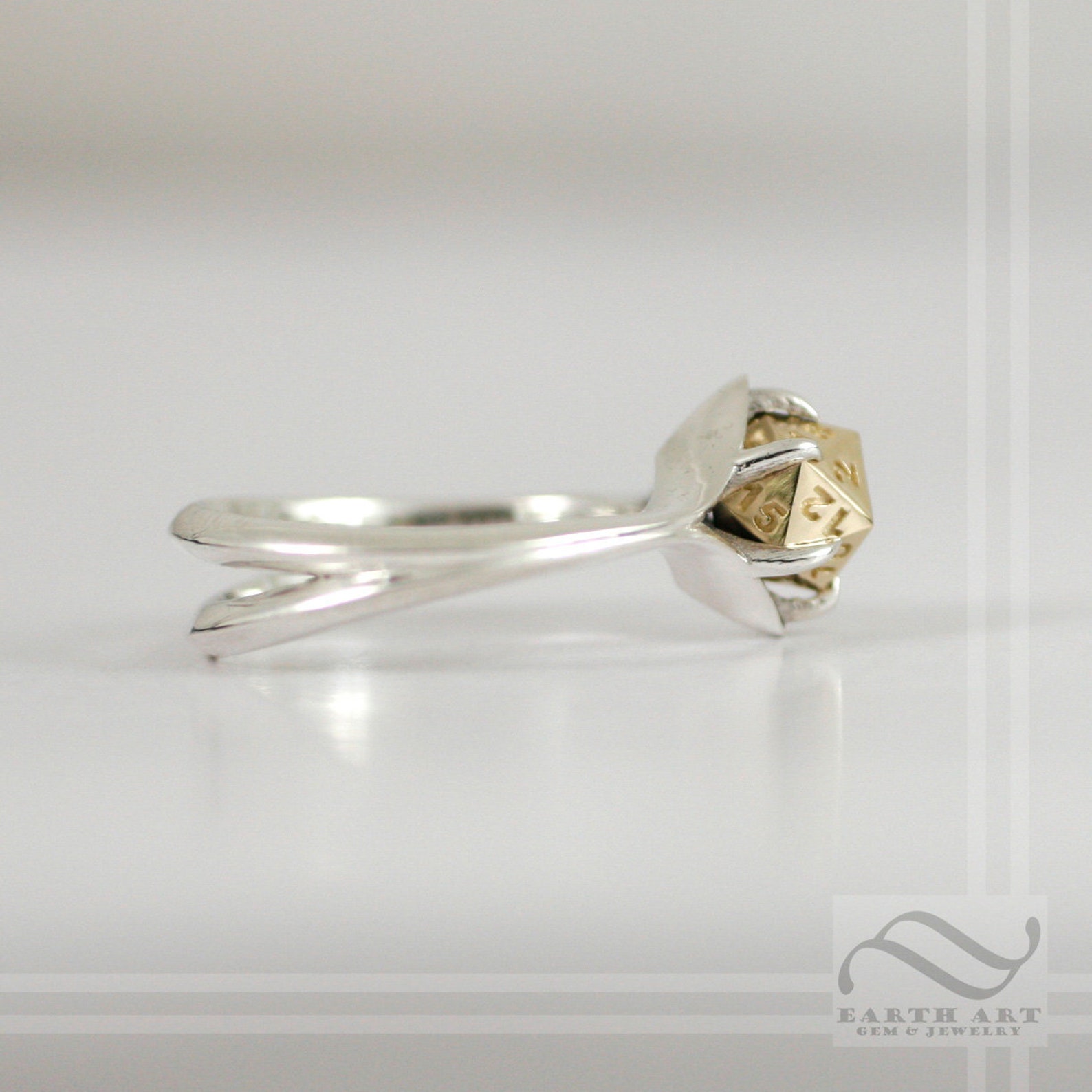 D20 Engagement Ring in Mixed Metals Sterling Silver or White - Etsy