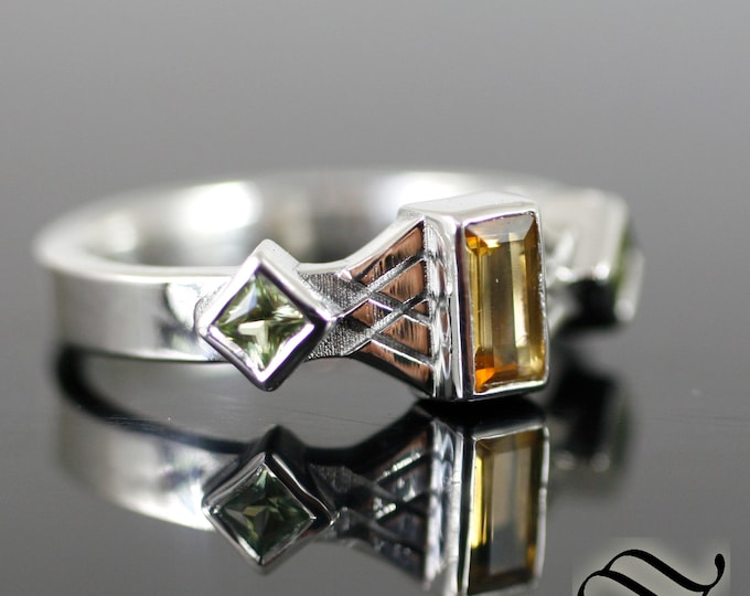 Triple Stone Warlock Ring - Sterling Silver or 14k - Etsy