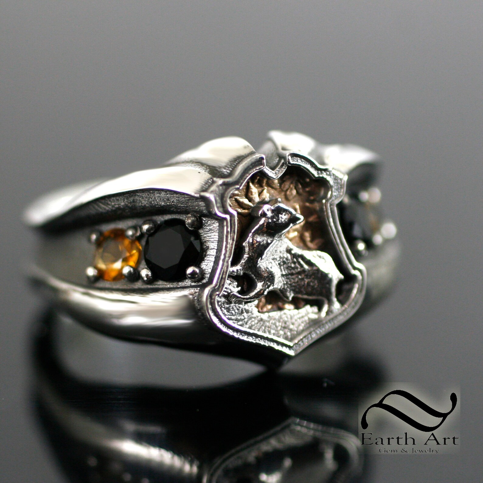 Deluxe House Signet Ring - the Badger- Sterling Silver and Ancient ...