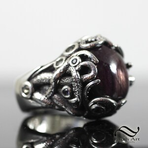 The Kraken's Horde Ring - Ruby in Sterling - Etsy