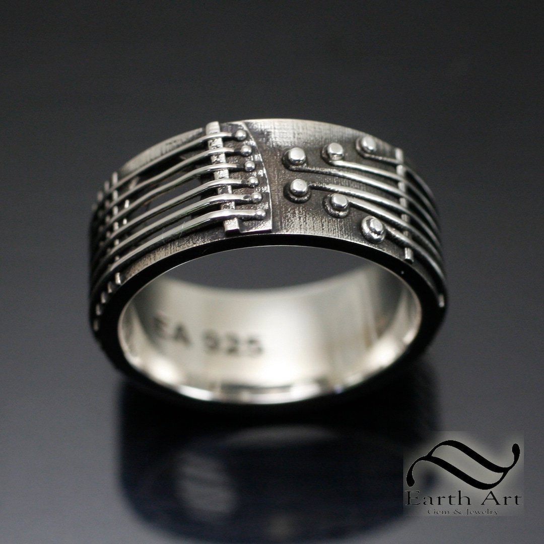 Guitar Band - Mens Ring in 14k Gold or Sterling Silver - Etsy