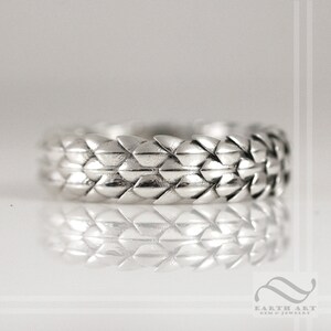 Pangolin Scale Armor Ring - Wider Mens Ring - Stacking Ring - Gold or Sterling Silver Wedding ...