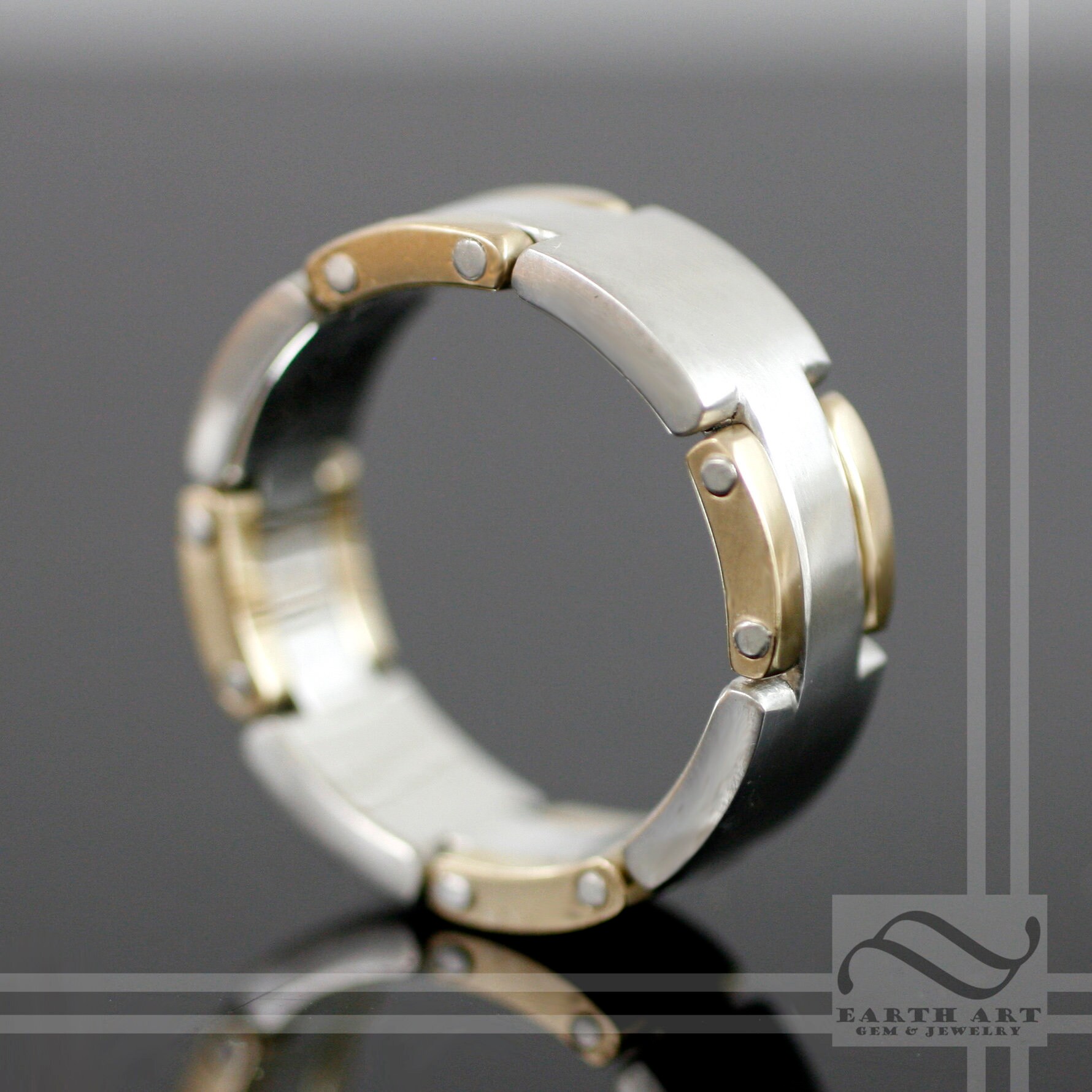 Gold Link Rivet Ring A two tone mens rugged steampunk | Etsy