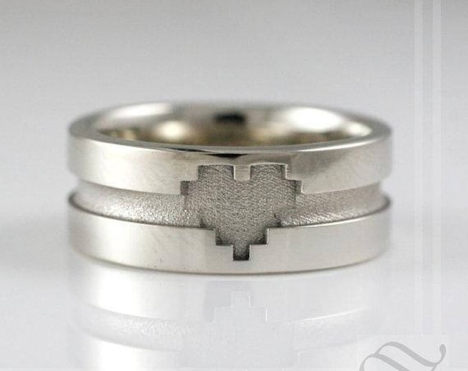 Pixelated Heart Ring - Mens - Sterling Silver Geeky Retro Gamer Wedding ...