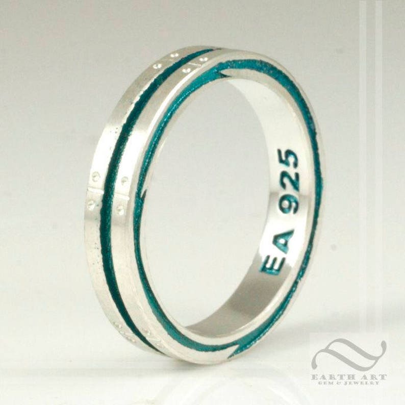 Portal Wedding Band Orange or Blue in Sterling Silver - Etsy