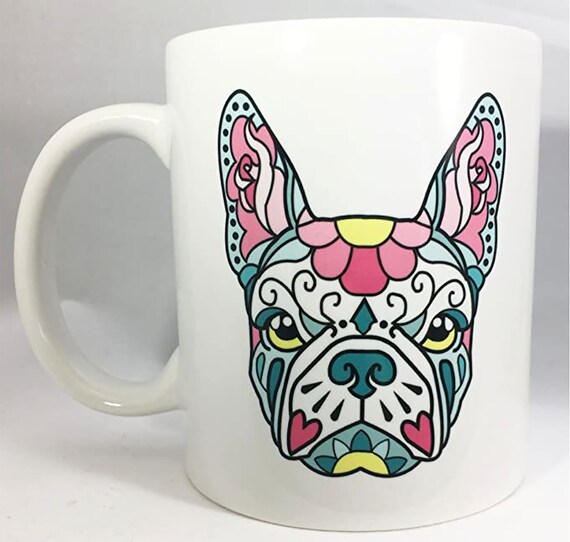 Frenchie Sugar Skull Mug - Etsy