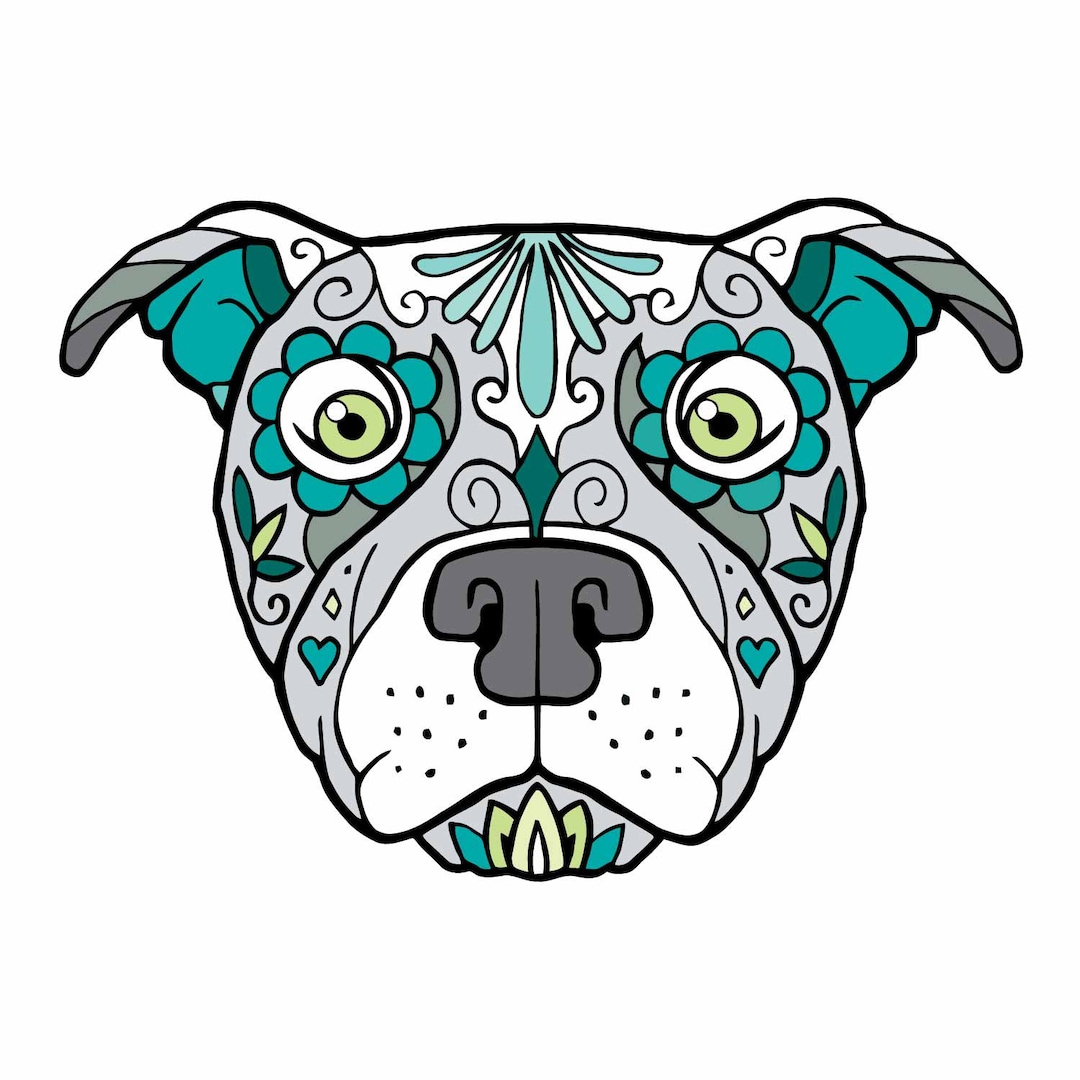 Pitbull Pitty Sugar Skull Tattoo Breed Dog Full Color Vinyl Decal - Etsy