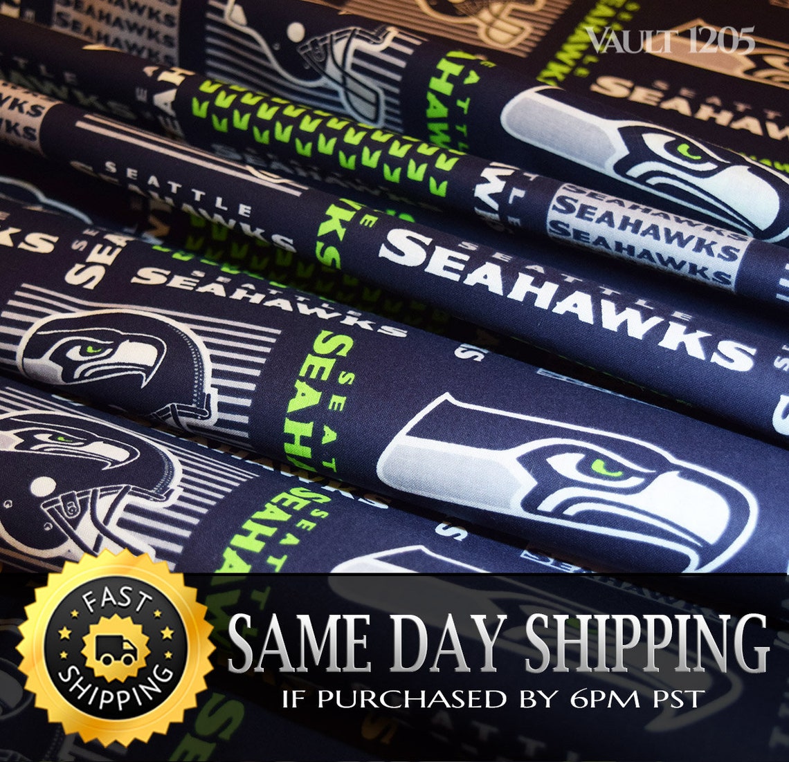 NFL Seattle Seahawks Patch Print Cotton Fabric - Etsy