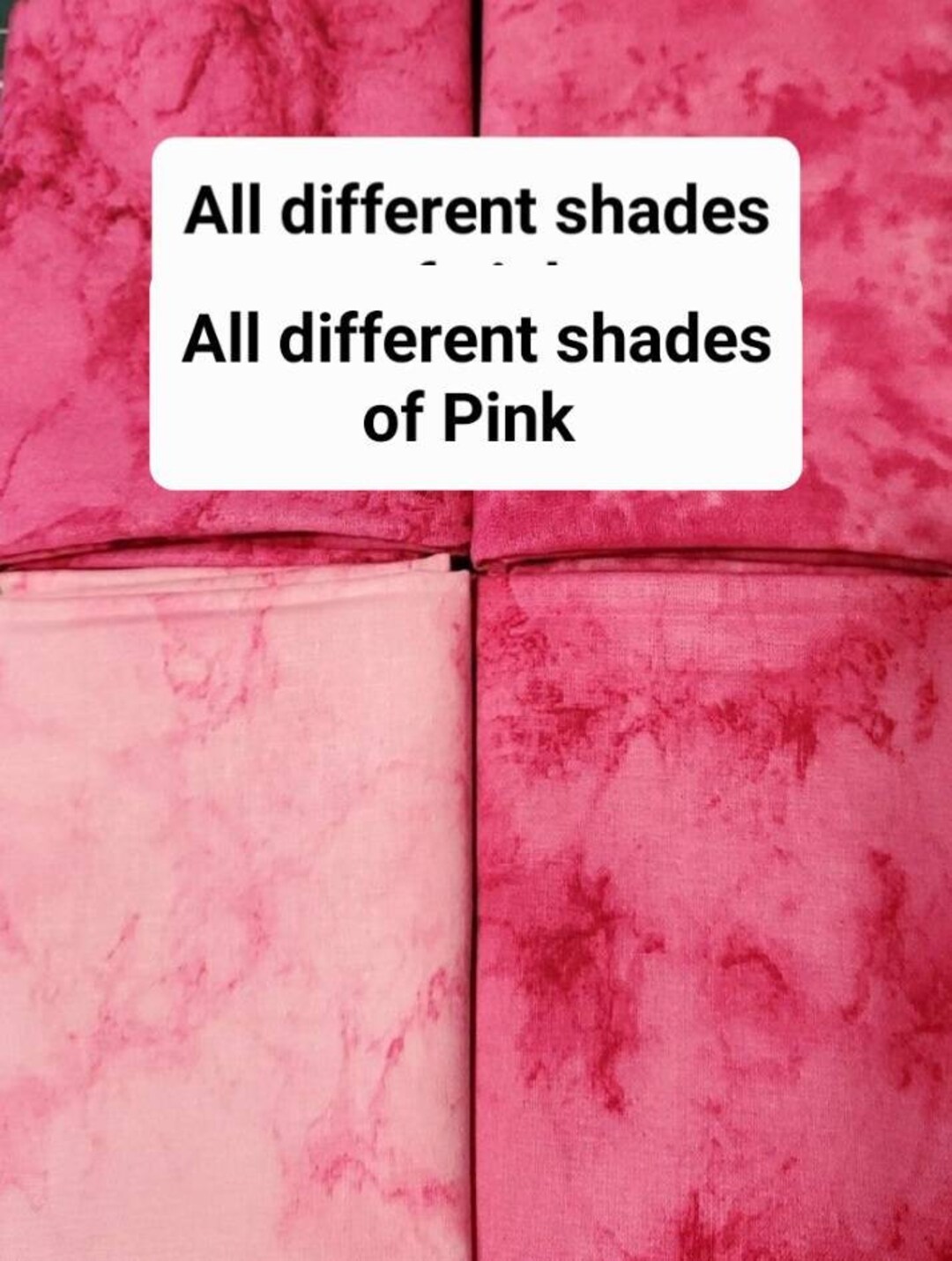 4 Fq's Pink Marble Blenders ALL Are DIFFERENT Shades 100% Cotton Fabric ...