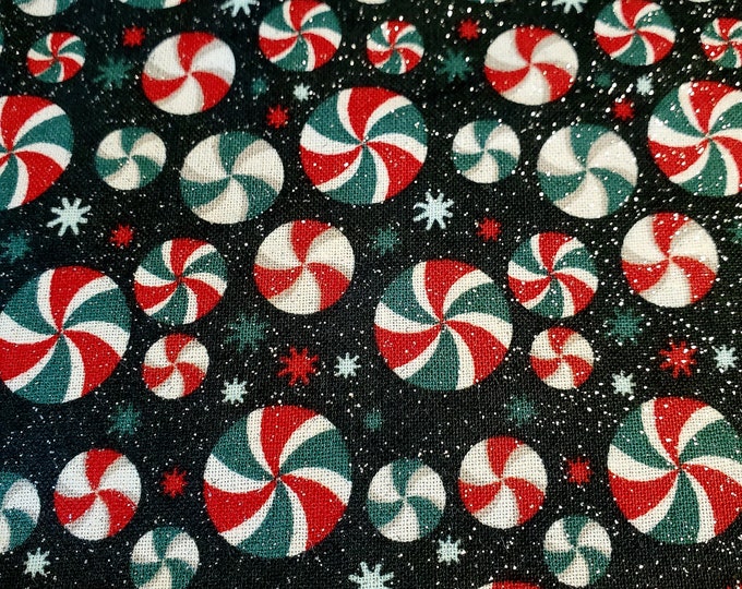 Christmas Peppermint Candy Fabric Sold by the Yard, FQ, 1/2 Yard, BTY ...