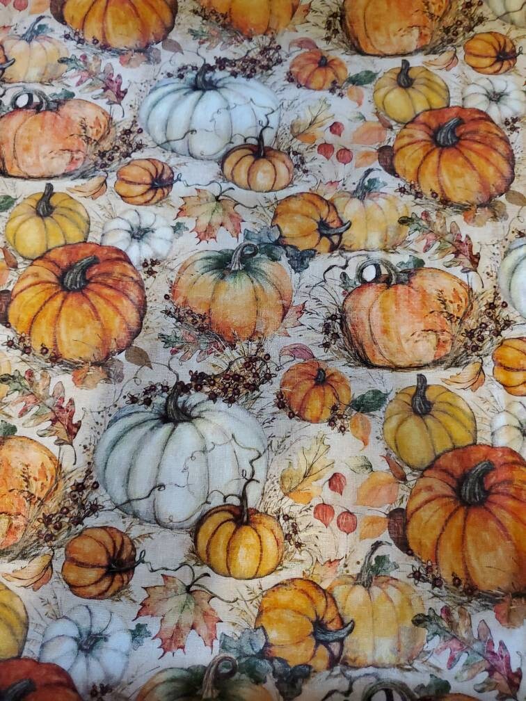 Susan Winget 100% Cotton Fabric Fall Harvest Pumpkins Leaves - Etsy