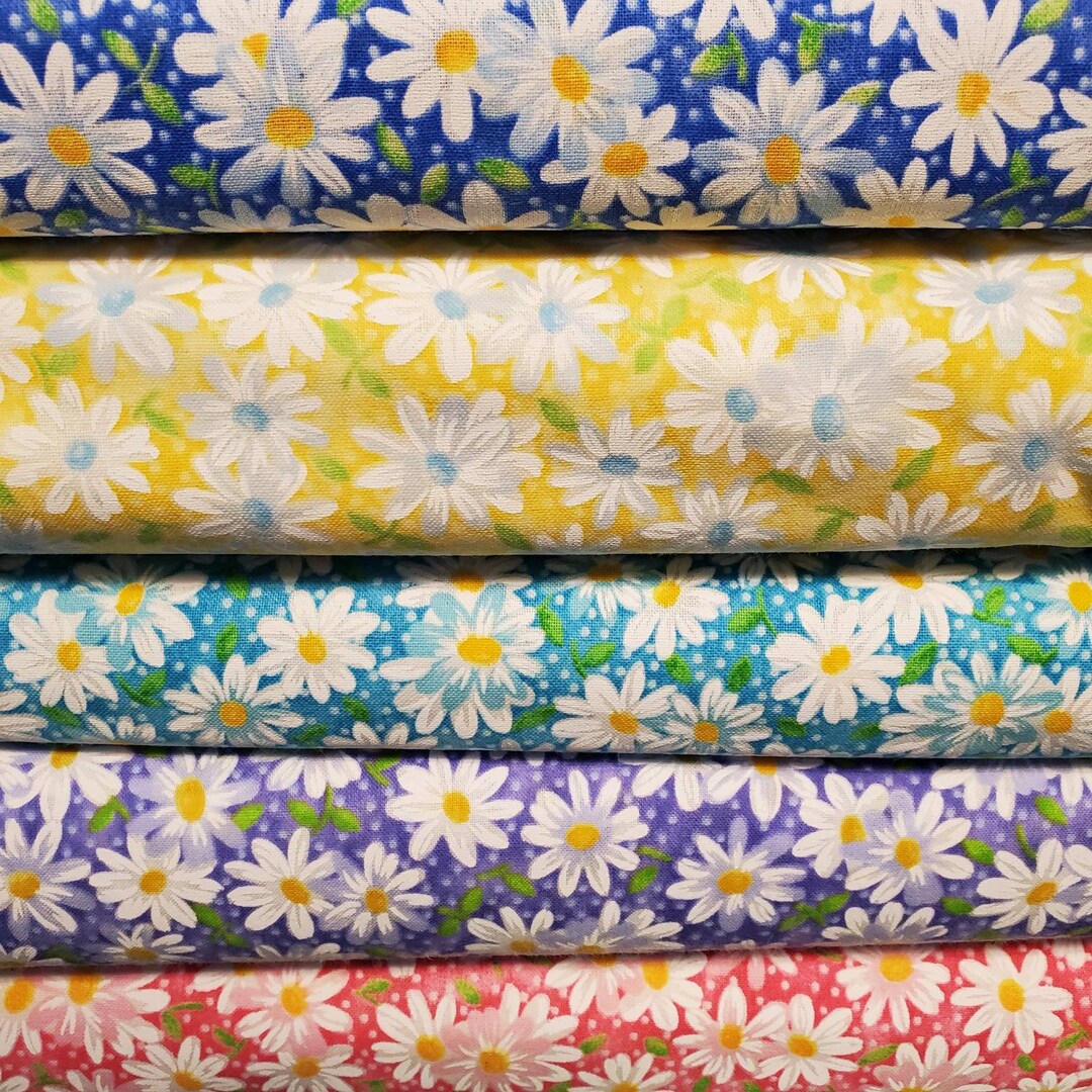 Daisy Floral Fabric YOUR Choice 100% Cotton FQ, 1/2 Yard, BTY Purple ...