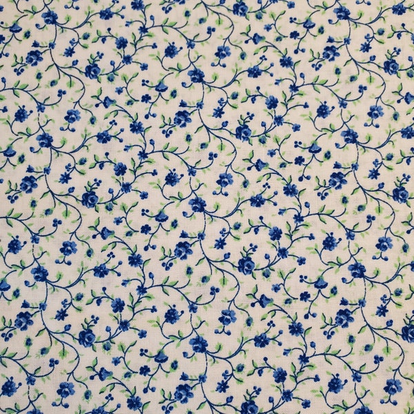 Blue Floral Fabric - Etsy