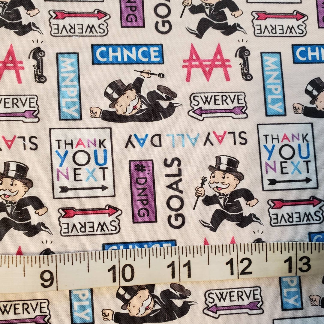 Monopoly Board Game 100% Cotton Fabric by the Yard, FQ, 1/2 Yard, BTY ...