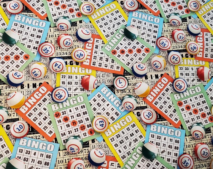 BINGO Game 100% Cotton Fabric by the Yard, FQ, 1/2 Yard, BTY Quilting ...