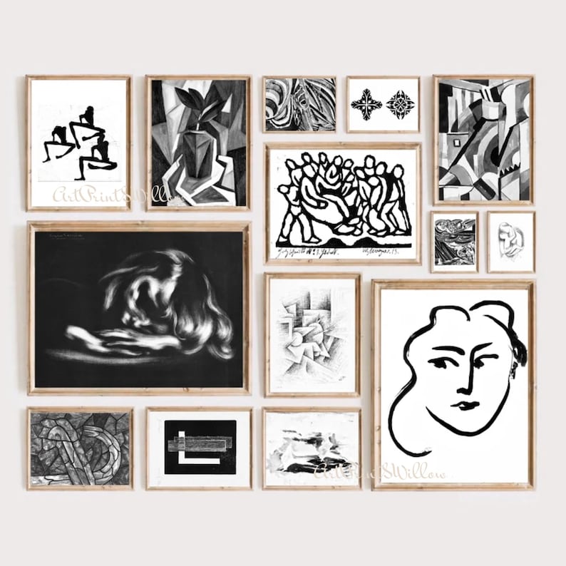 250 Black and White Abstract Art Prints Bundle | Minimalist Modern Wall ...