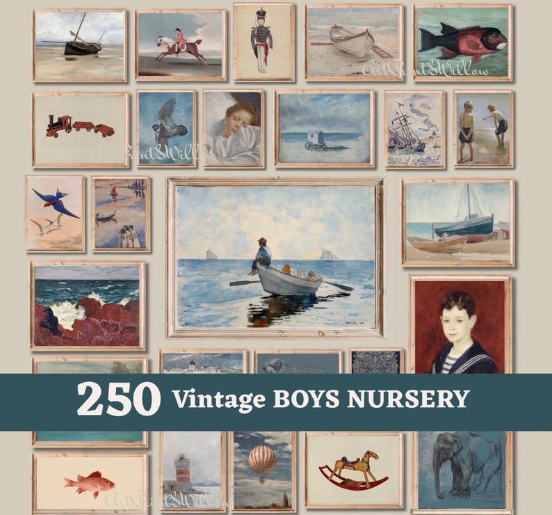 Digital Wall Art Prints, 250+ Vintage Boys Nursery Decor Large Bundle ...