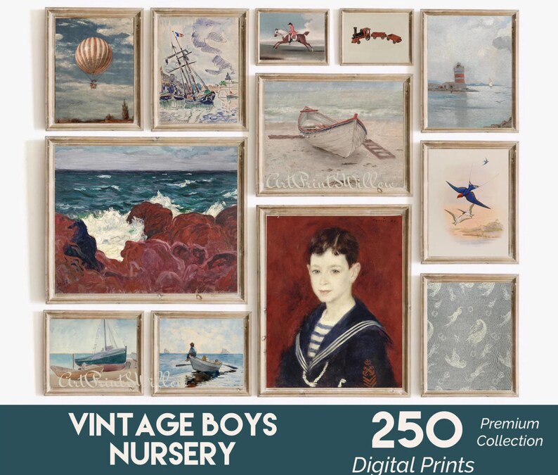 Digital Wall Art Prints, 250+ Vintage Boys Nursery Decor Large Bundle ...