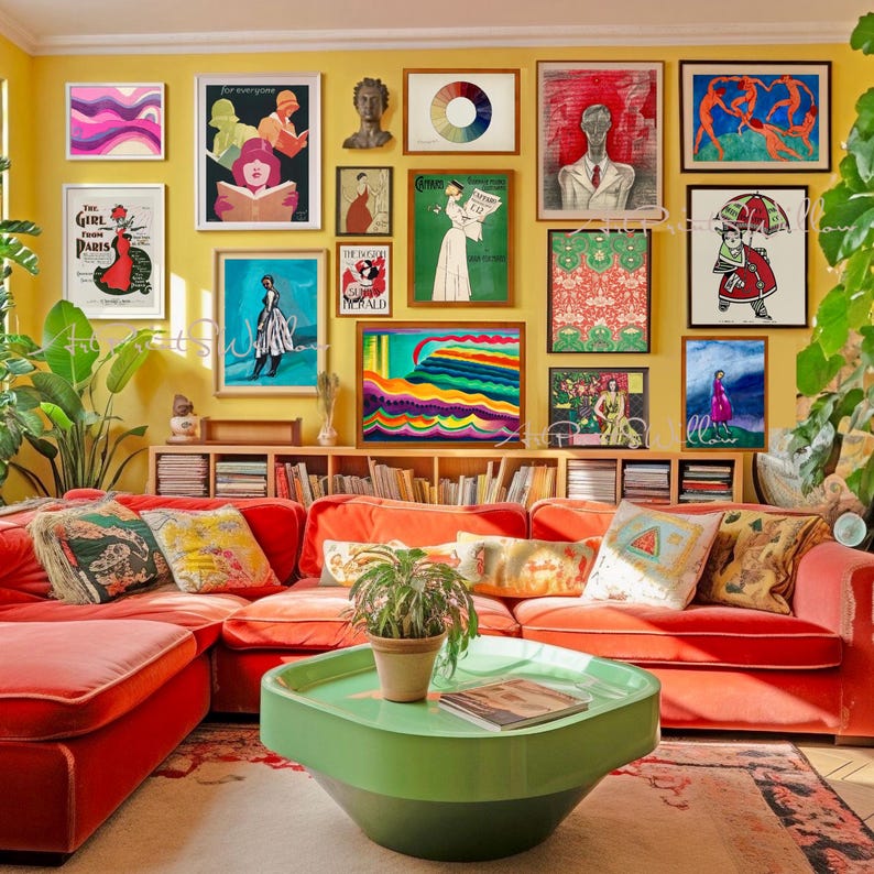 Maximalist Wall Art, Eclectic Digital Prints for Home Decor, Unique ...