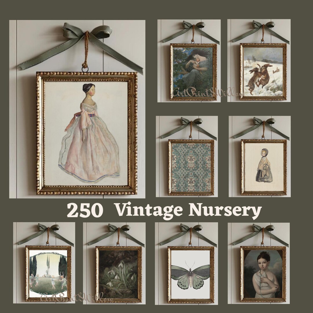 Digital Wall Art Prints, 250+ Vintage Girl Nursery Decor Large Bundle ...