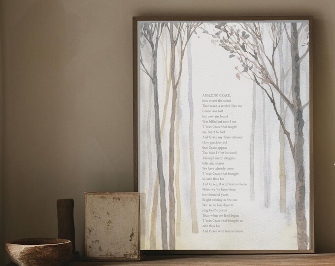 Christian Wall Art, Amazing Grace Hymn Print, Amazing Grace Poster ...