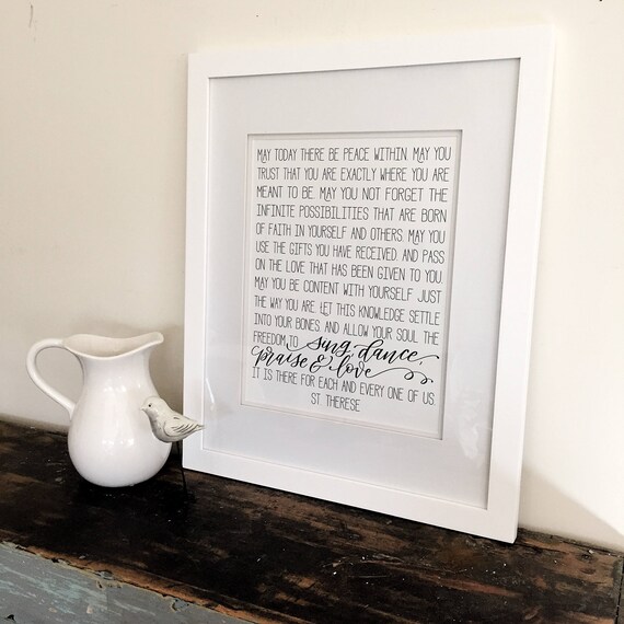 May You Have Peace Within St Therese Quote Art Print Hand | Etsy