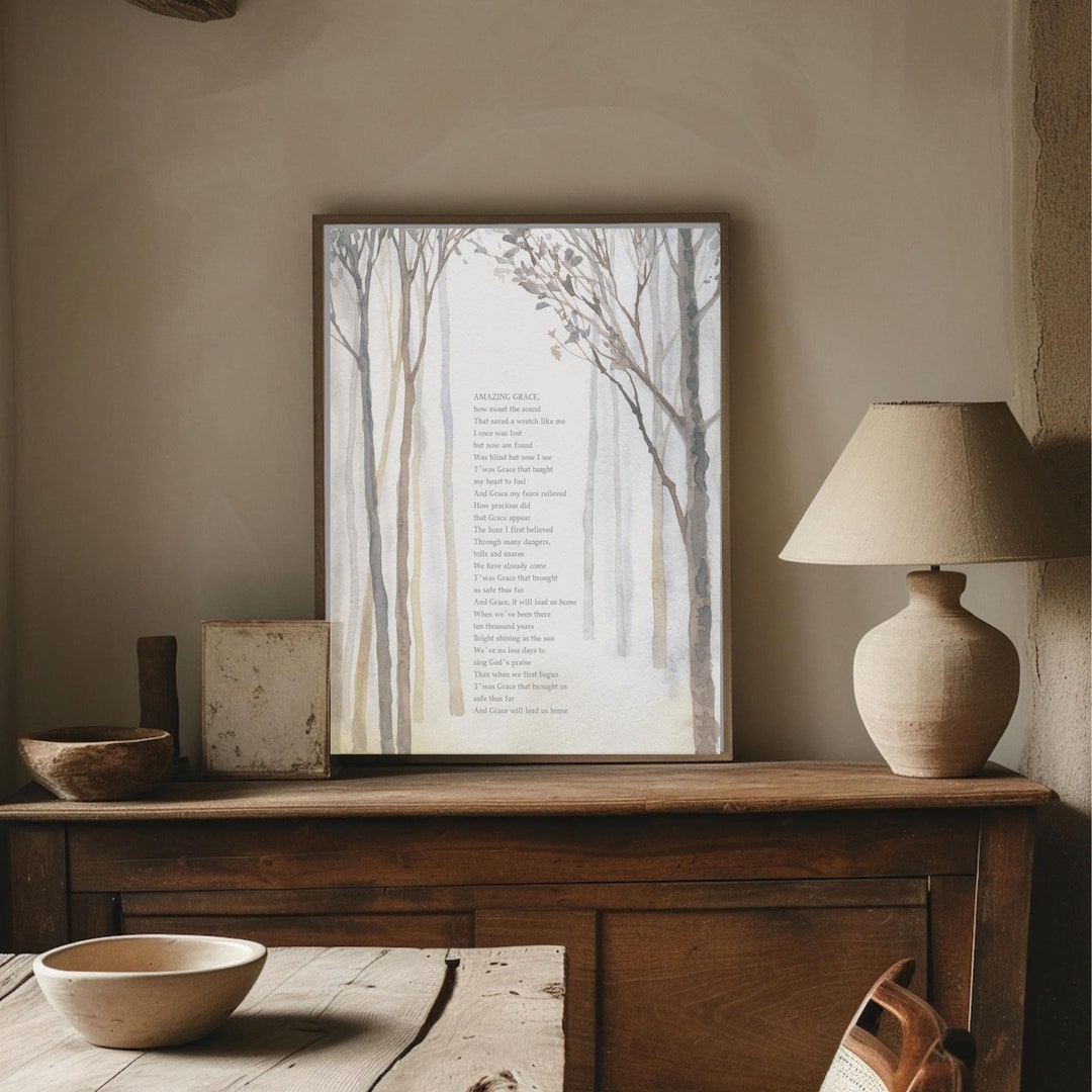 Christian Wall Art, Amazing Grace Hymn Print, Amazing Grace Poster ...